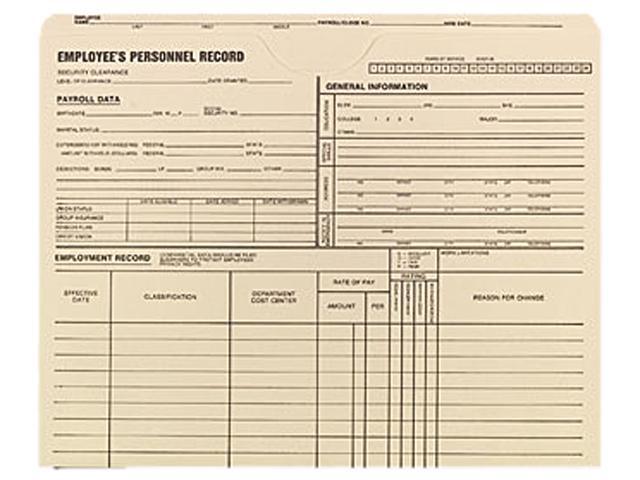 Quality Park 69999 Employee Record Jackets, 11 3/4 x 9 1/2, 11 Point ...
