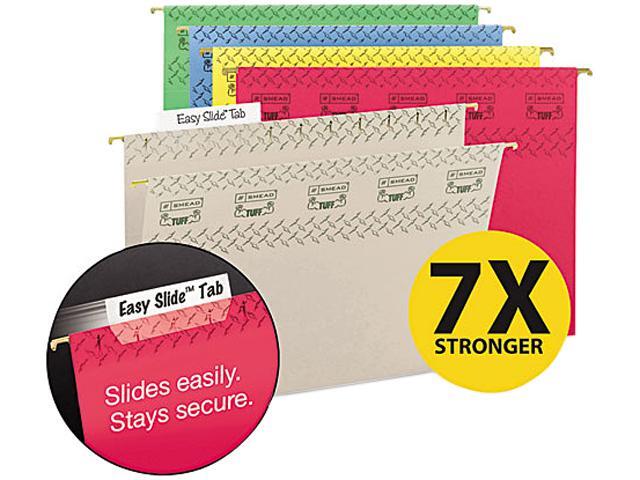 Smead 64040 Tuff Hanging Folder w/Easy Slide Tab, Letter, Assorted, 15 ...