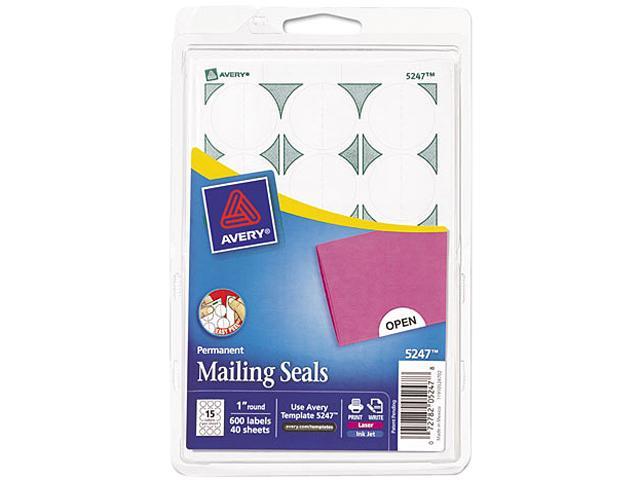 Avery Mailing Seals Permanent Adhesive 1 Diameter 600 Labels 5247 