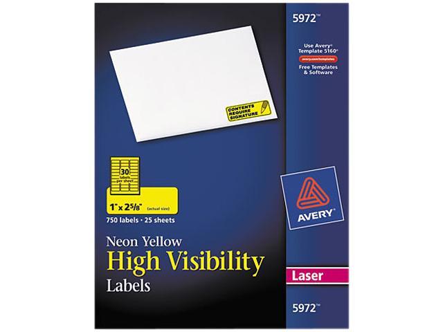 Avery High-Visibility Labels, Permanent Adhesive, Neon Yellow, 1" x 2-5 ...