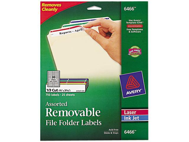Avery 6466 Removable Filing Labels For Inkjet Laser 2 3 X 3 7 16 