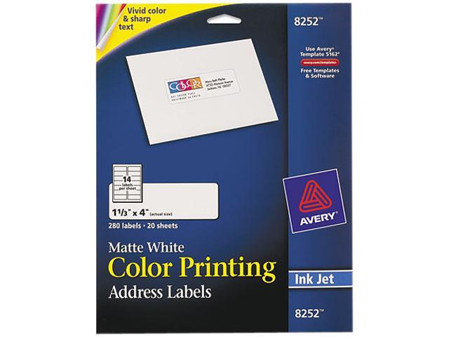 Avery 8252 Inkjet Labels for Color Printing, 1-1/3 x 4, Matte White ...