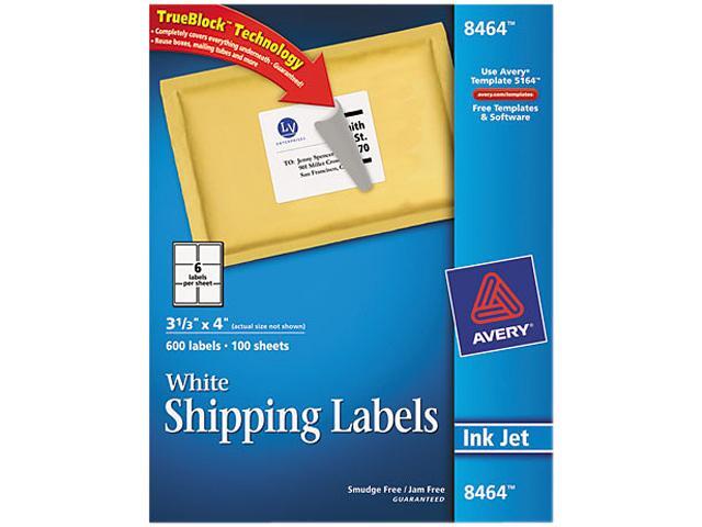 Avery 8464 Shipping Labels With TrueBlock Technology 3 1 3 X 4 White 