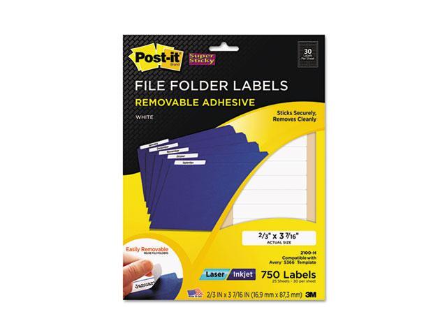 Post-it Super Sticky 2100-H Super Sticky Removable File Folder Labels ...
