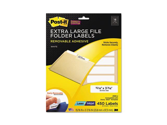 Post-it Super Sticky 2100-J Super Sticky Removable File Folder Labels ...
