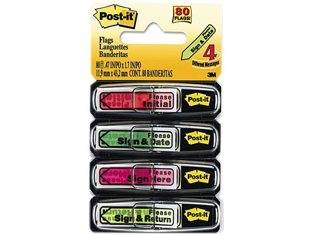 Post-it Flags 684-AST1 Signature Flags, 20 Each of Four Assorted ...