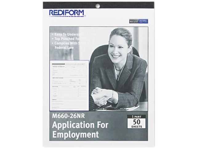 Rediform M660-26NR Employment Application, 8-1/2 x 11, 50 Forms ...