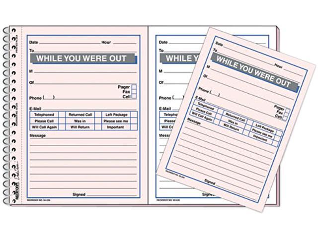 Rediform 50-226 Wirebound Message Book, 4 x 5-1/2, Two-Part, 100 Sets ...
