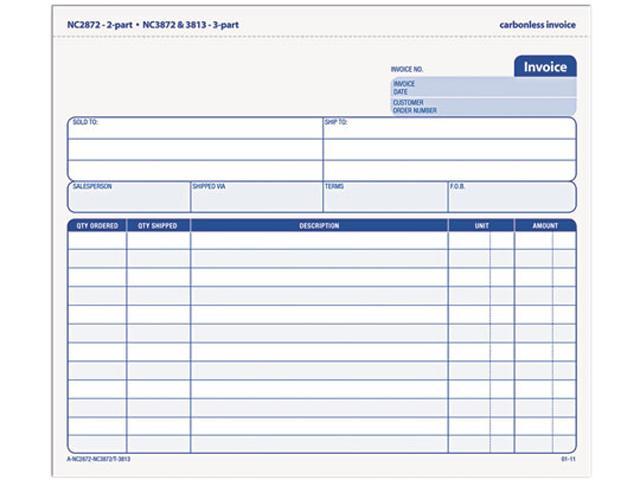 Tops 3813 Snap-Off Invoice, 8 1/2 x 7, Three-Part Carbonless, 50 Forms ...