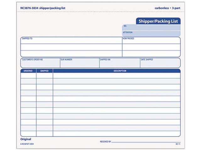 Tops 3834 Snap-Off Shipper/Packing List, 8-1/2 x 7, Three-Part ...