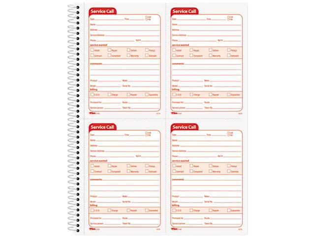 Tops 4100 Service Call Book, 2-Part Carbonless, 11" X 8-1/2", 4/PG, 200 ...
