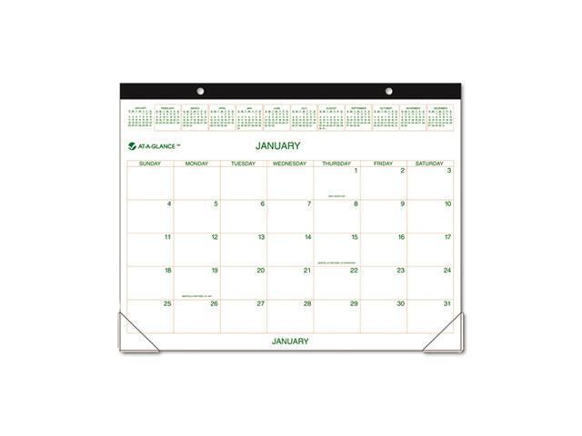 AT-A-GLANCE GG2500-00 Recycled Two-Color Desk Pad Calendar, Green and ...