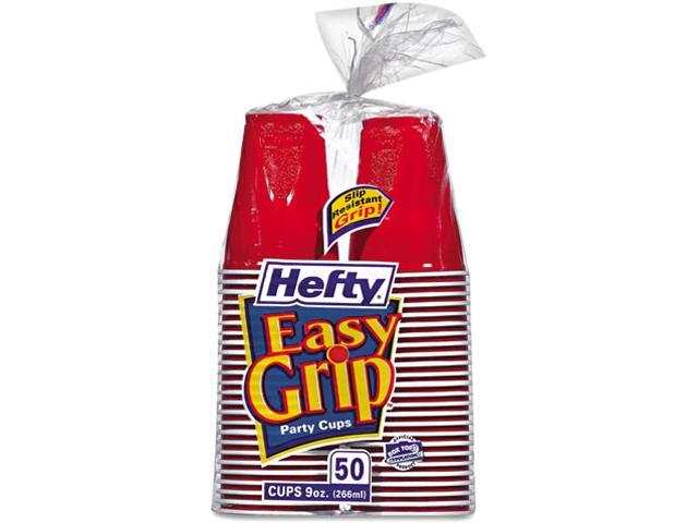 Hefty C20950 Easy Grip Disposable Plastic Party Cups, 9 oz, Red, 50 ...