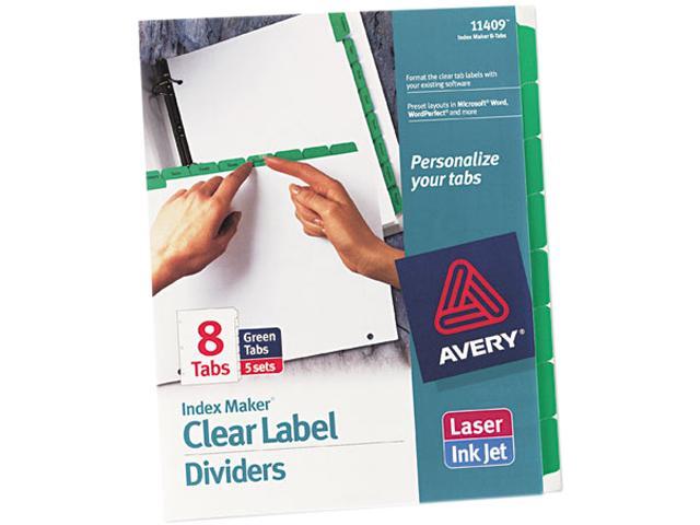 Avery 11409 Index Maker Divider w/Color Tabs, Green 8-Tab, Letter, 5 ...