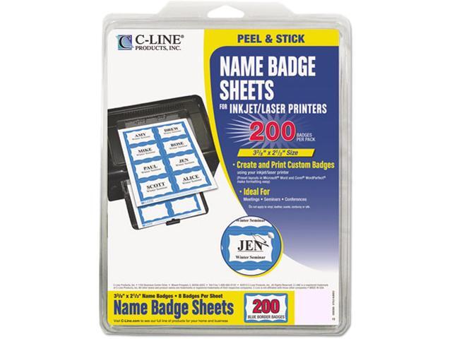 C-line 92365 Self-Adhesive Inkjet/Laser Printer Name Badges, 2-1/3 x 3 ...