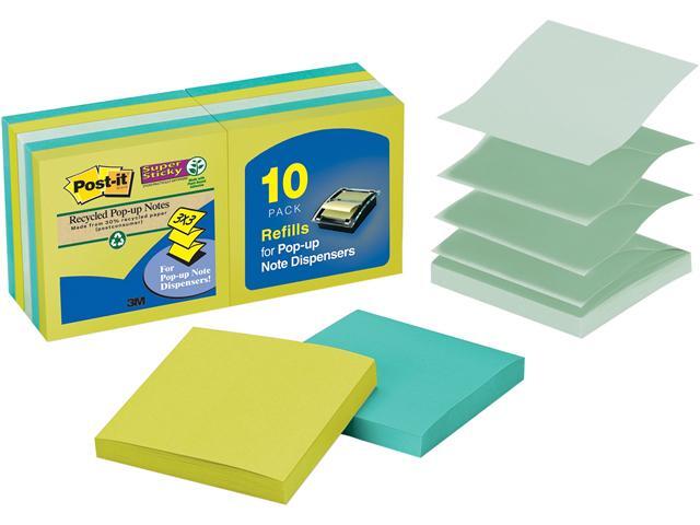 3M R33010SSST Post-it Pop-up Notes Super Recycled Notes in Tropic ...