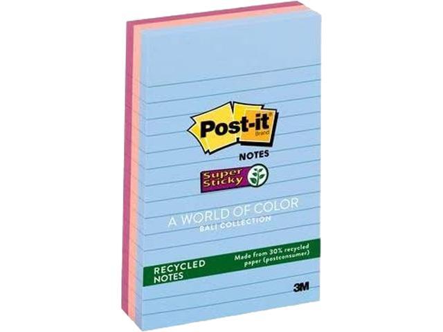 Post-it 660-3SSNRP Recycled Super Sticky Notes, 4 in x 6 in, Bali ...