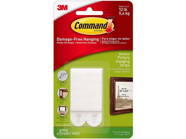 Command 17201-ES Picture Hanging Strips, Medium, White, 3-Pairs ...