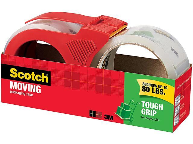 Scotch MMM3500S21RD Tough Grip Moving Packing Tape, 1 Dispenser, 2 ...