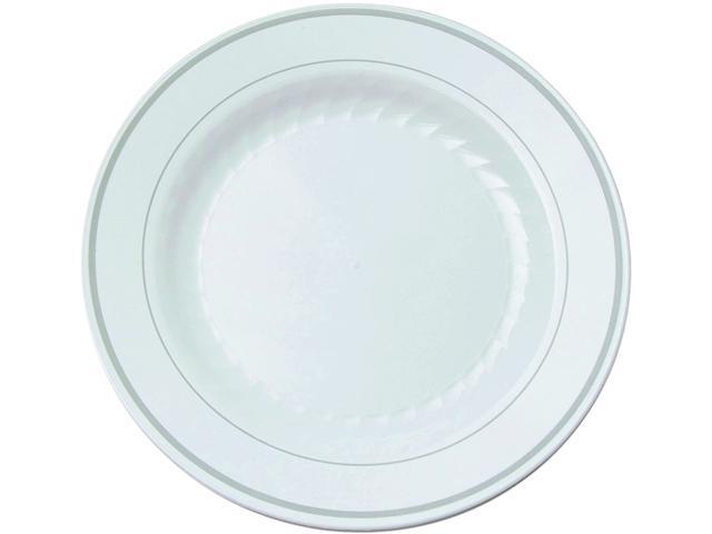 WNA RSMP61210WS Masterpiece Plastic Plates, 6 in., White w / Silver ...