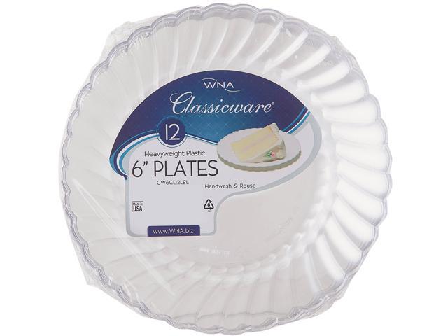 WNA RSCW61512 Classicware Plastic Plates, 6" Dia., Clear, 12 Plates ...