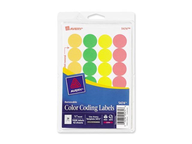 Avery Removable Color-Coding Labels, 0.75" Diameter, Assorted Neon ...