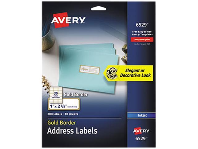 Avery 7278206529 Easy Peel Address Labels, 1" x 2.63", Gold Border, 300 ...