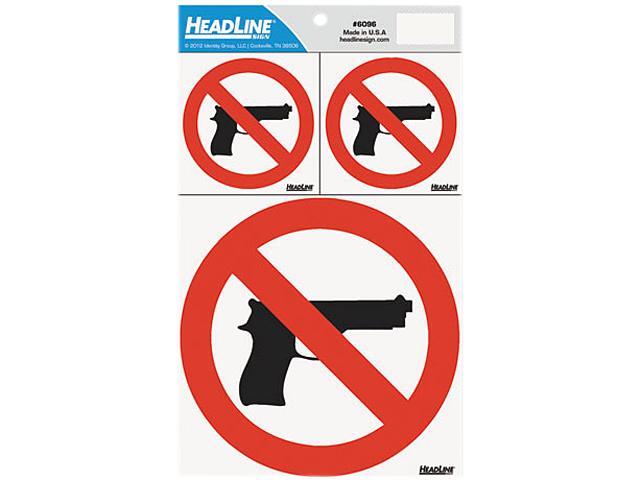 Headline USS6096 - Sign Self-Stick No Guns Decal, (2) 3 X 3 (1) 6 X 6 ...