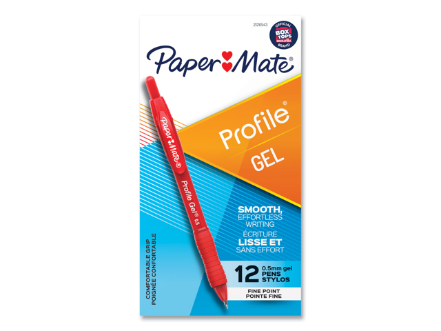 Paper Mate 2126543 Profile Gel Pen, Retractable, Fine 0.5 mm, Red Ink ...