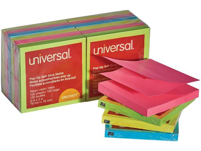 Universal UNV35617 Fan-Folded Self-Stick Pop-Up Notes, 3 x 3, Assorted ...