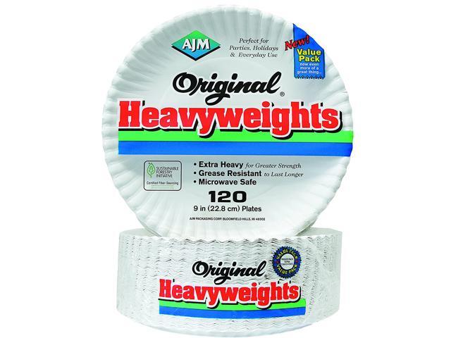 AJM Packaging Corporation OH9AJBXWH Heavyweights Paper Plate, 9" dia ...