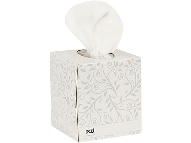 Tork TF6830 Advanced Facial Tissue, 2-Ply, White, Cube Box, 94 Sheets ...
