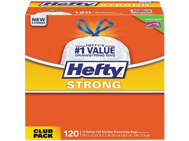 Hefty E8-4562 Strong Tall Kitchen Drawstring Bags, 13 gal, 0.9 mil, 23. ...