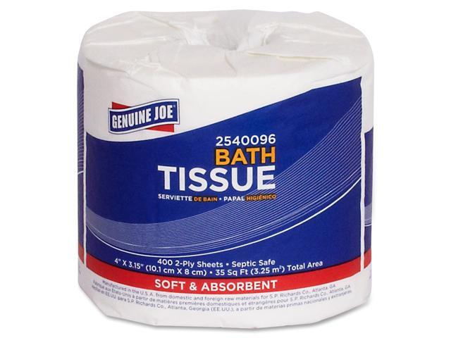 Genuine Joe 2540096 2-Ply Standard Bath Tissue Rolls, 2 Ply - 3.15" x 4" - 400 Sheets/Roll ...