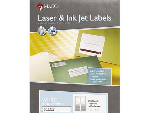 Maco MML-FF31 Laser/Inkjet White File Folder Labels, 0.66" x 3.44 ...