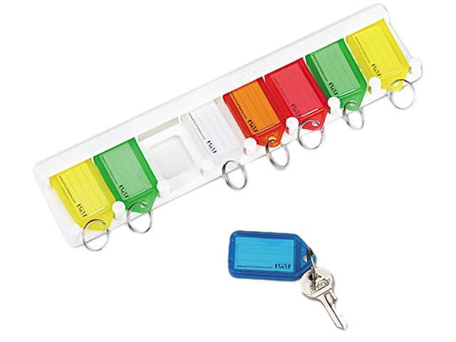 SecurIT 04991 Color-Coded Key Tag Rack, 8-key, Plastic, White, 10 1/2 ...