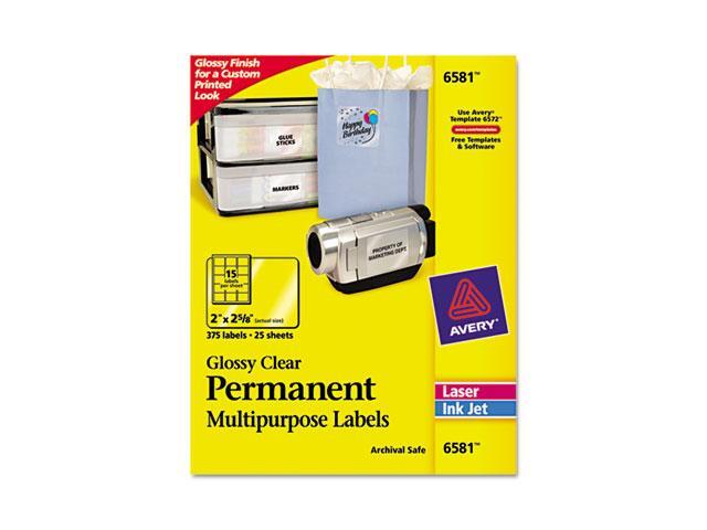 Avery 6581 Permanent I.D. Labels, 2 x 2 5/8, Clear, 300/Pack - Newegg.com