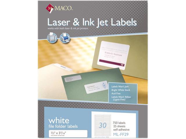 Maco ML-FF29 File Folder Labels, 2/3 x 3 7/16, White, 750/Box - Newegg.com