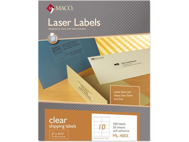 Maco ML-4003 Matte Clear Laser Labels, 2 x 4 1/4, 500/Box - Newegg.com