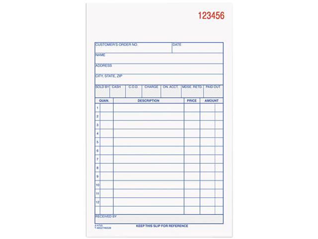 Adams TC4705 Carbonless Sales Order Book, Three-Part Carbonless, 4-3/16 ...