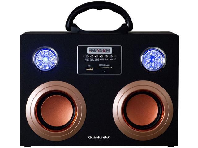QFX CS15US GOLD Portable Multimedia Speaker w/ USB/SD/MMC Port and FM ...