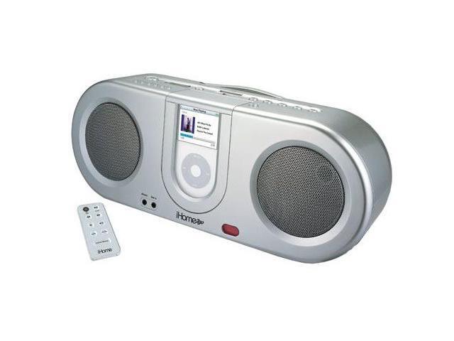 iHome Boom Box for iPod & Shuffle with 6 FM Radio Presets and remote ...