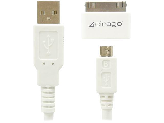 Cirago 6 Feet Certified Micro USB Sync/Charge 30-pin USB Cable Kit for ...