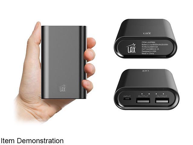 LAX Black 8000 mAh Dual USB Power Bank LAXPB8KALU-BLK - Newegg.ca