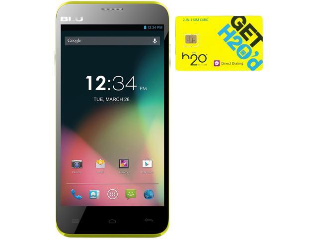 Blu Dash 5.0 D410a Yellow Dual-SIM Android Cell Phone + H2O $50 SIM ...