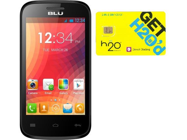 Blu Dash JR 4.0 K D142k Black Dual-SIM Android Cell Phone + H2O SIM ...