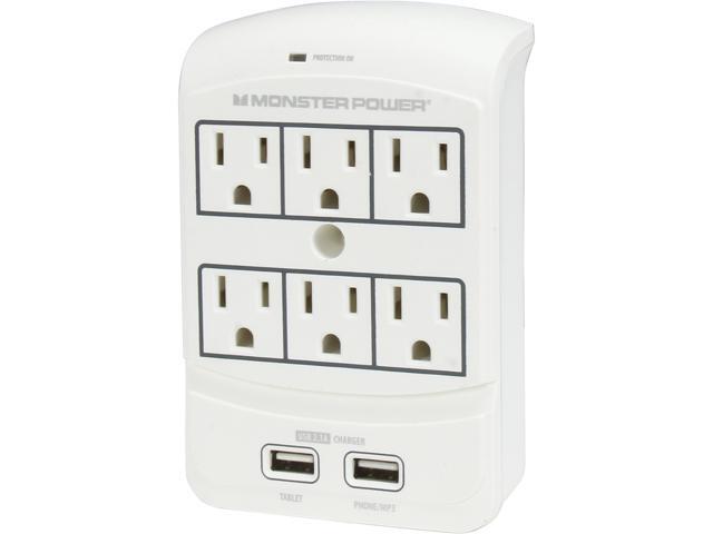 Monster 121887-00 Core Power 6-Outlet Wall Tap with USB Charging ...