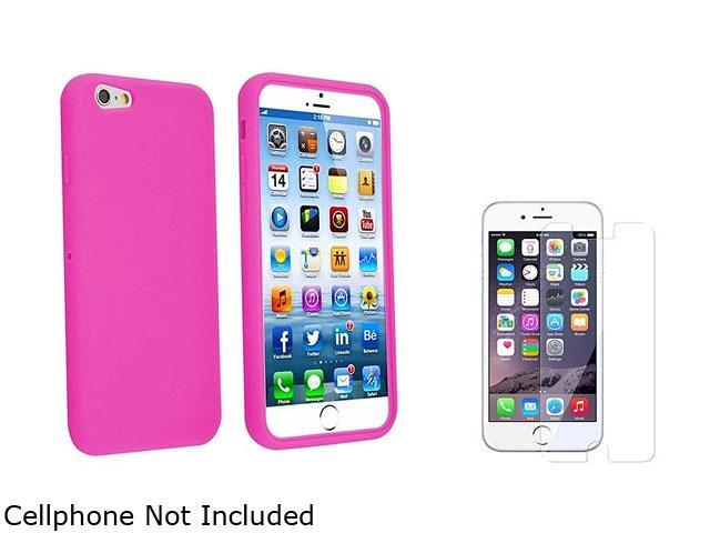 Insten Hot Pink Silicone Case Cover + Screen Protector for Apple iPhone ...