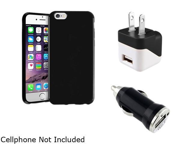 Insten Black Jelly TPU Case Cover + Travel/ Wall Charger Adapter + Car ...