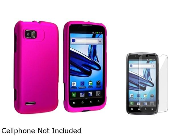 Insten Hot Pink Snap-in Rubber Coated Case & Screen Protector ...